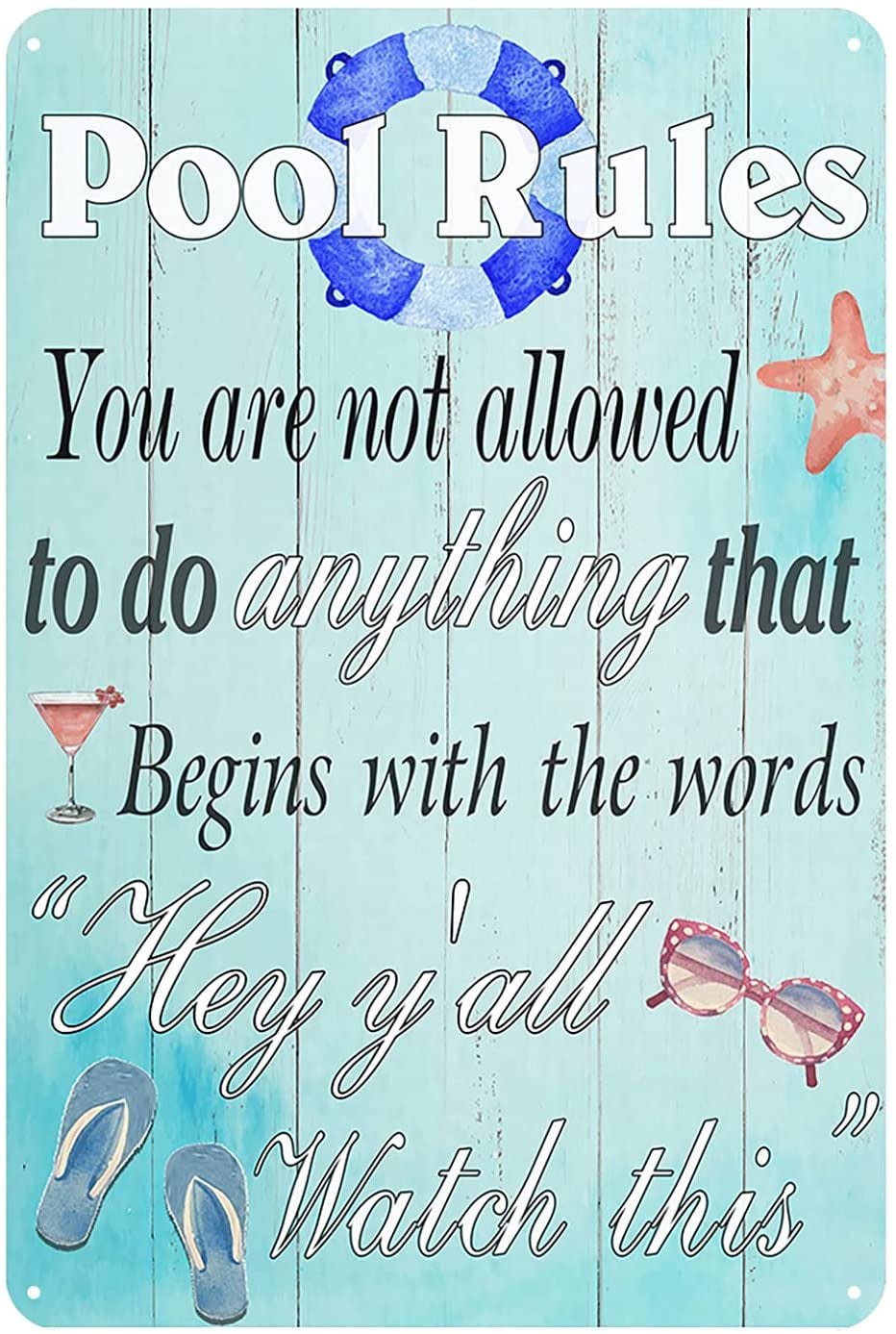 AEFER Pool Rules Metal Tin Sign Vintage Pool Patio Wall Decoration ...