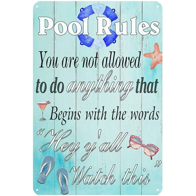 AEFER Pool Rules Metal Tin Sign Vintage Pool Patio Wall Decoration ...