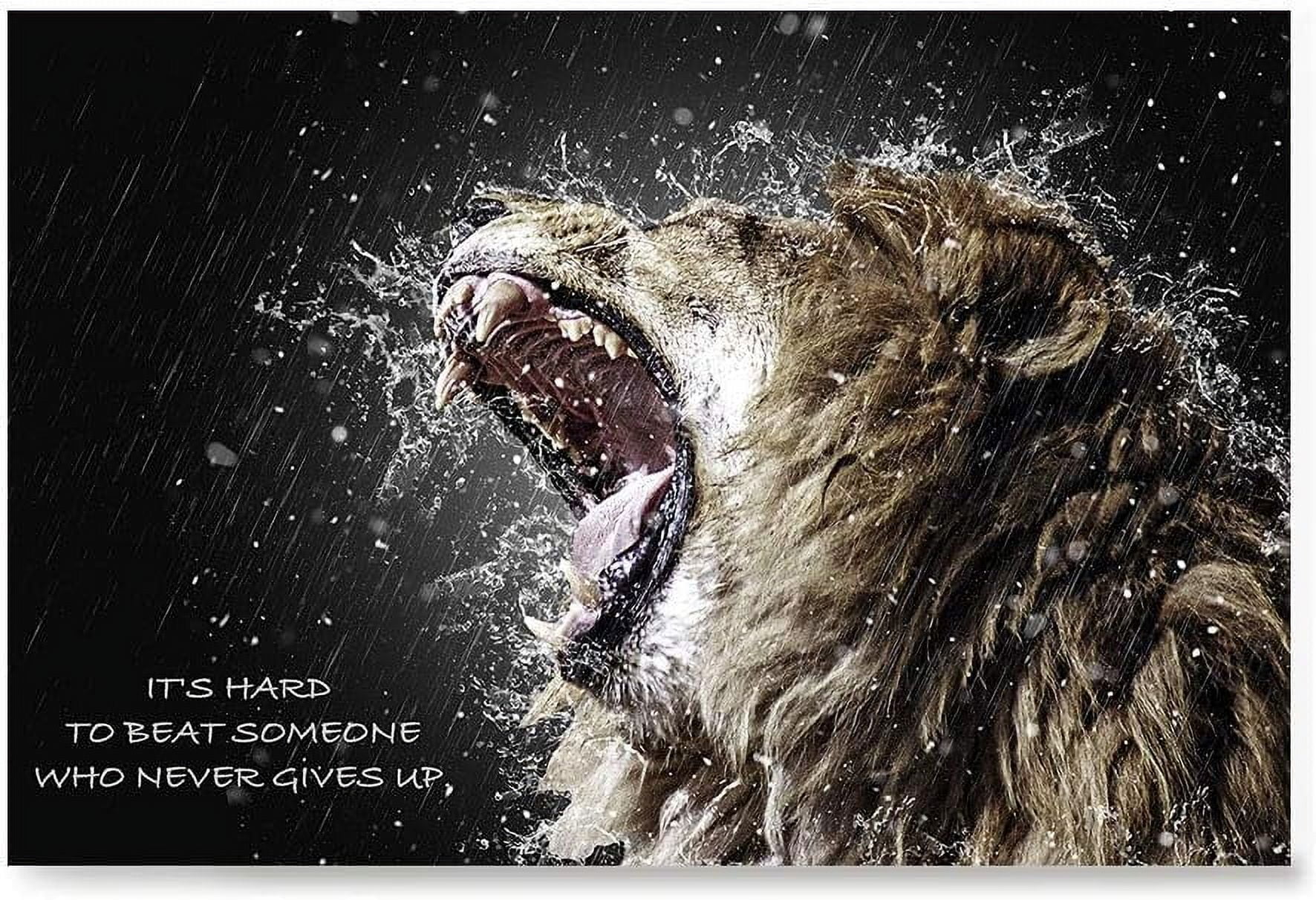 AEFER Most Popular Lion Theme Quote Posters - Power Strength Brave ...