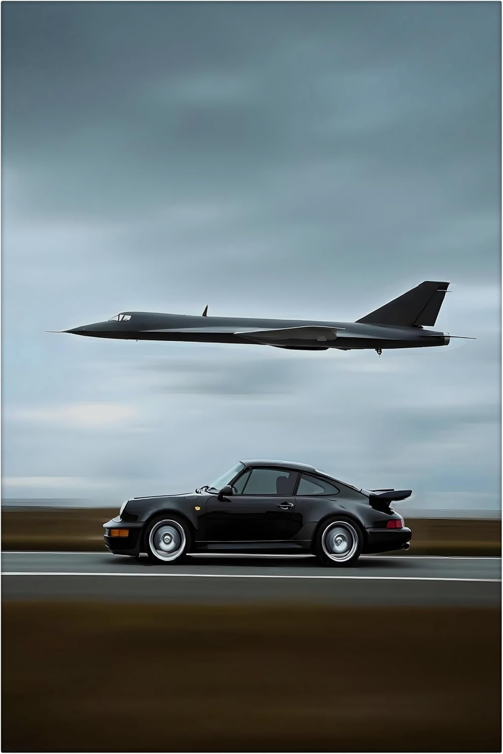 AEFER Porsche Vs Fighter Jet Wall Art Print - Luxury 911 Car Poster ...
