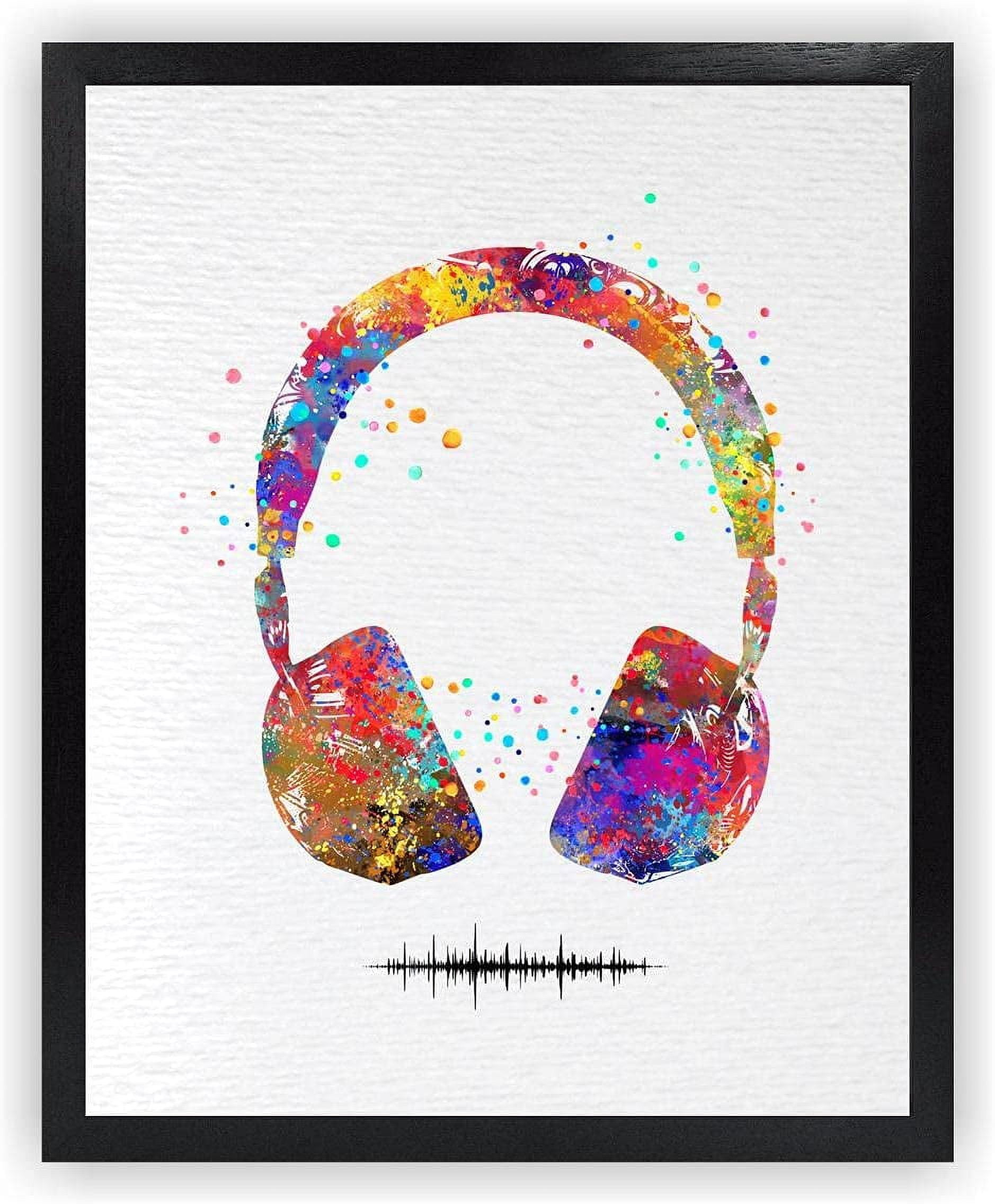 AEFER-Poster-Headset-with-Sound-Wave-Headphone-Game-Room-Watercolor ...