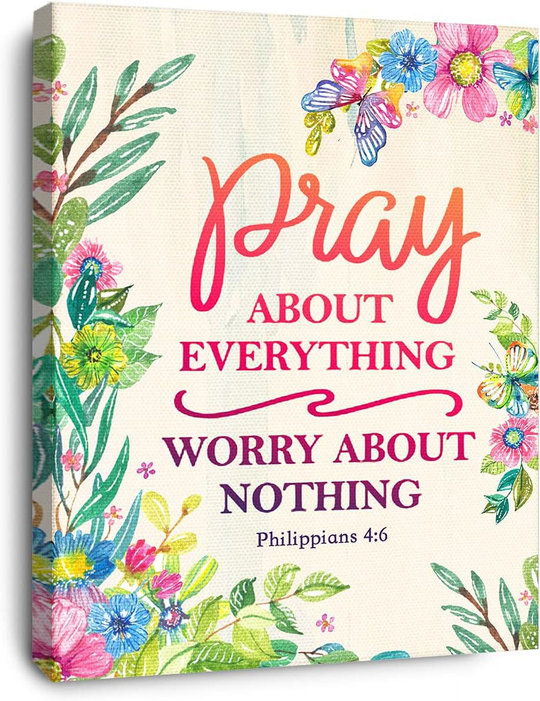 AEFER Pray About Everything Philippians 4:6 Canvas Wall Art,Bible ...