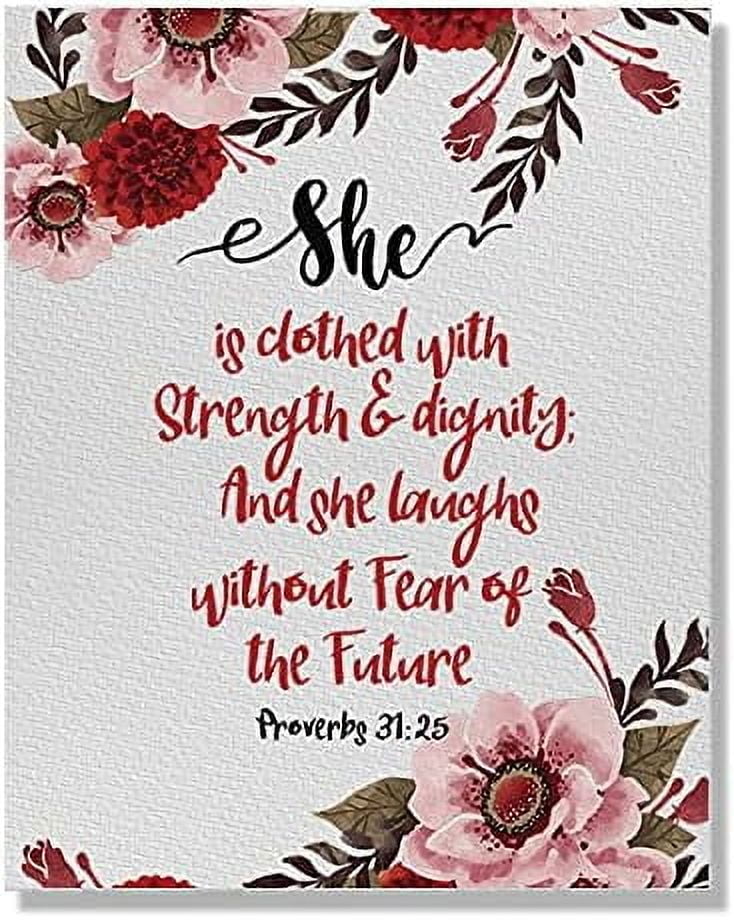 AEFER Proverbs 31:25 Flower Canvas Prints Artwork Wall Art Poster for ...