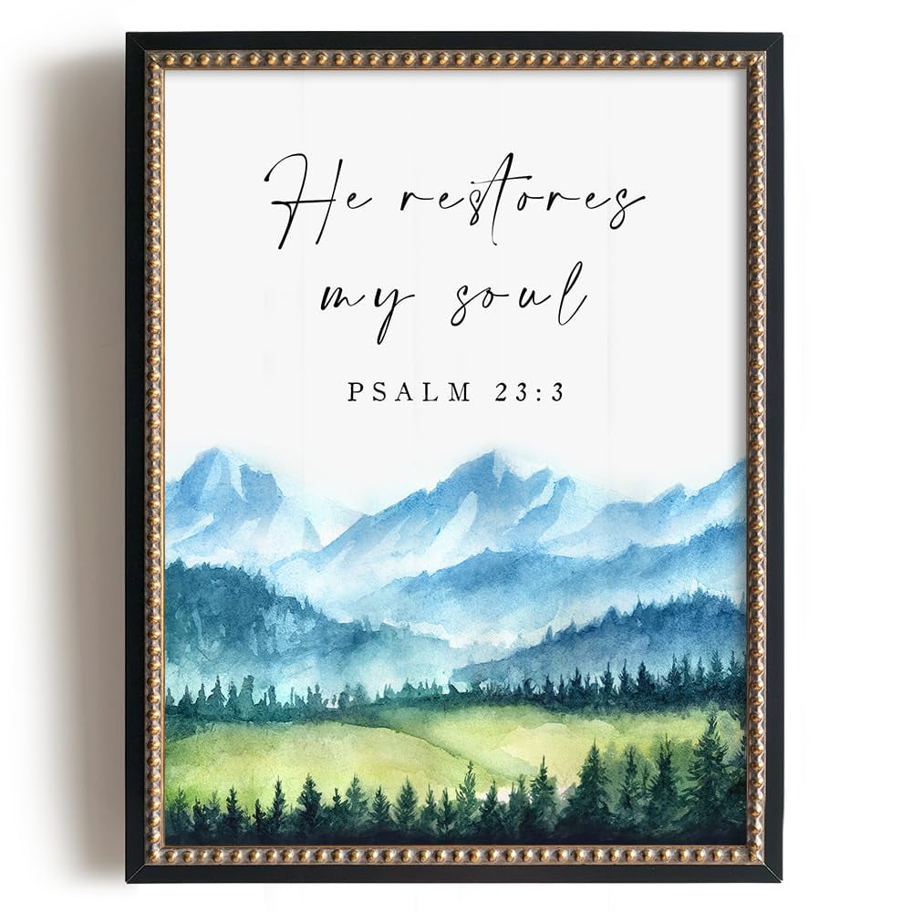 AEFER Psalm 23:3 Religious Quotes Wall Art - Inspirational Bible Verses ...