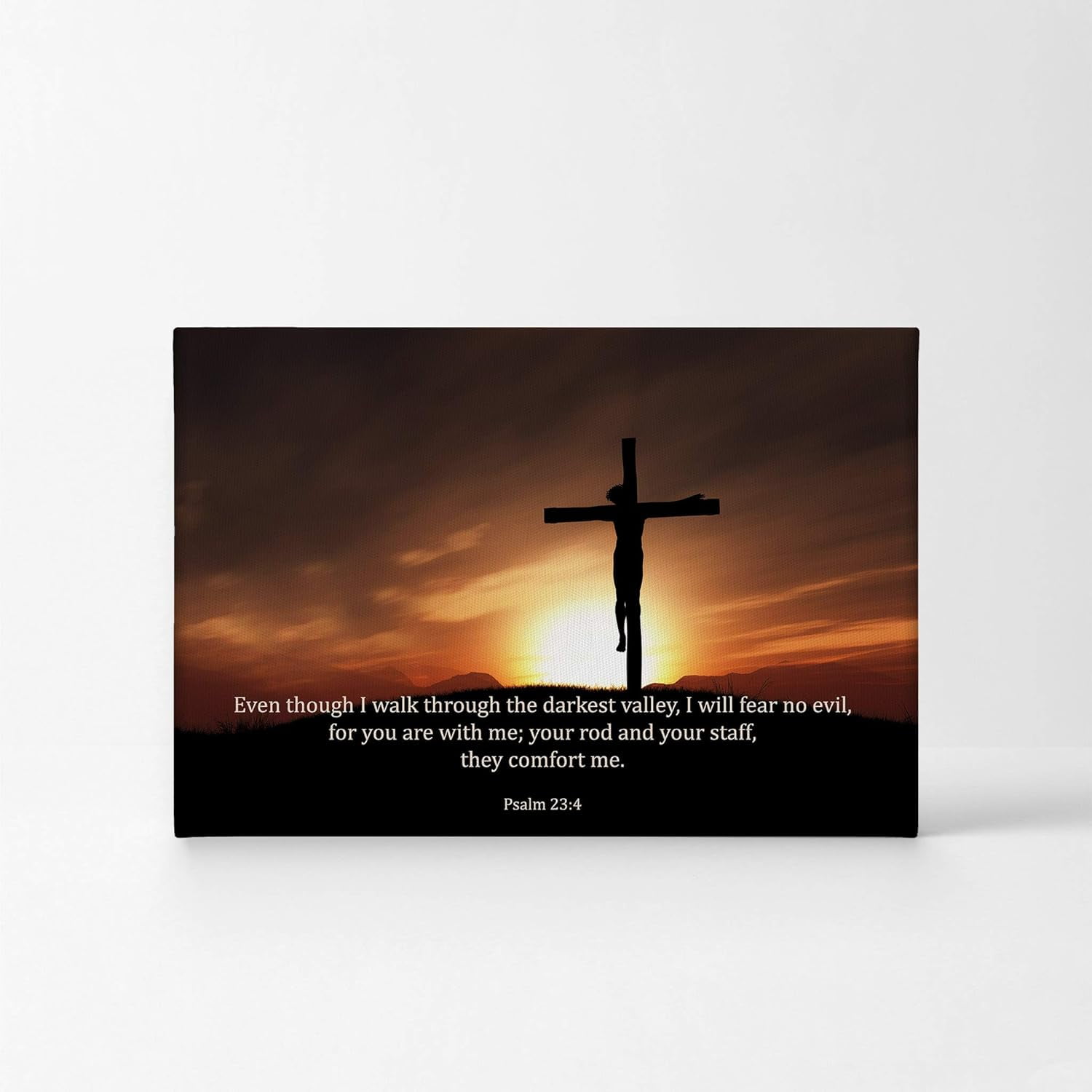 AEFER Psalm 23:4 Bible Verses Canvas Print Scripture Wall Decor I Will ...