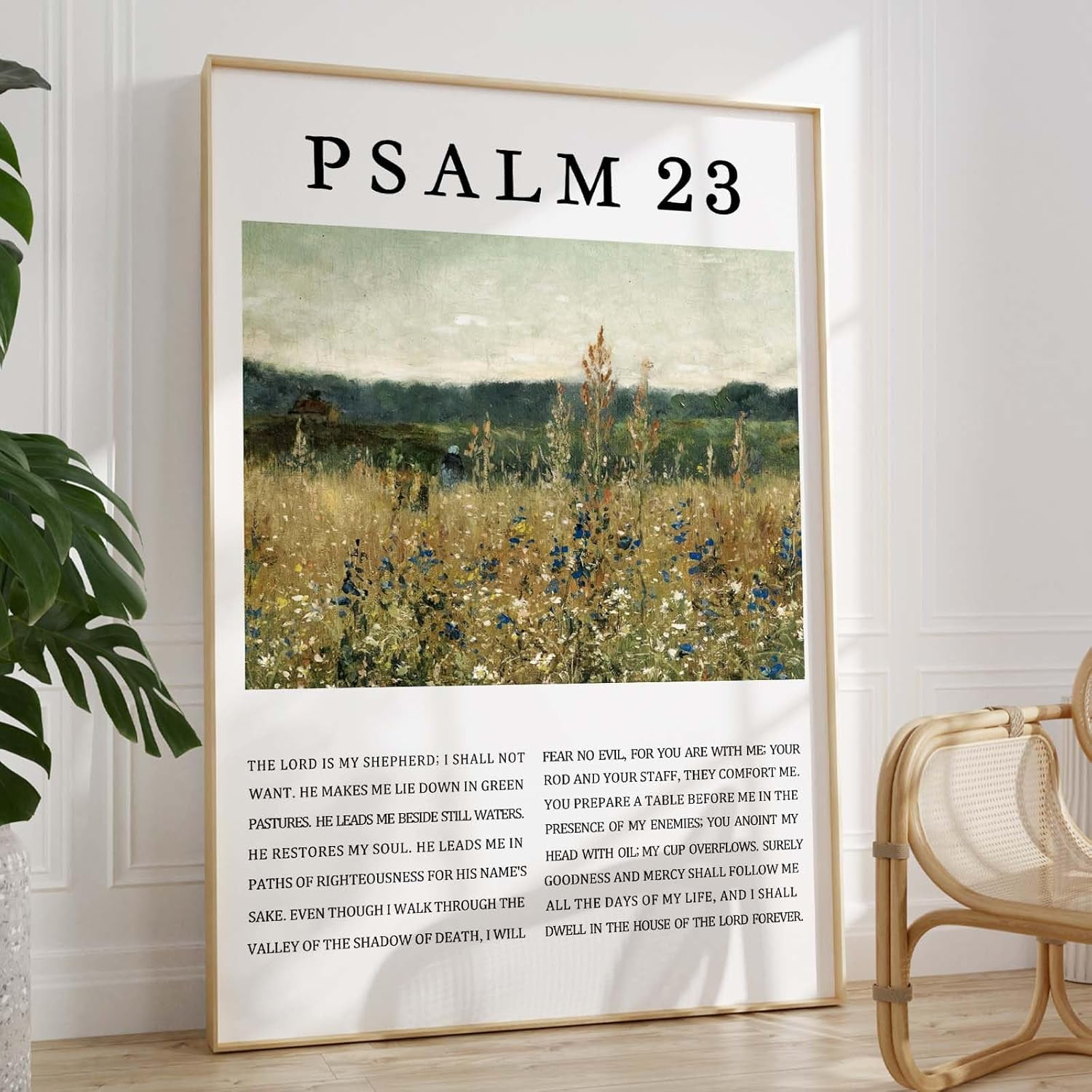 AEFER Psalm 23 Wall Art Vintage Landscape Art Prints Vintage Painting ...