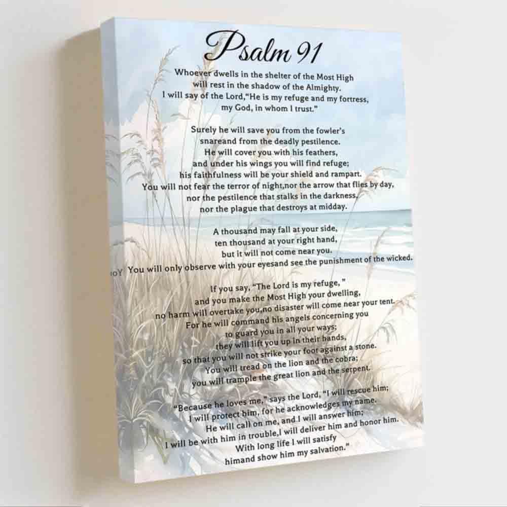 AEFER Psalm 91 Christian Inspirational Quote Decor Positive Bible Verse ...