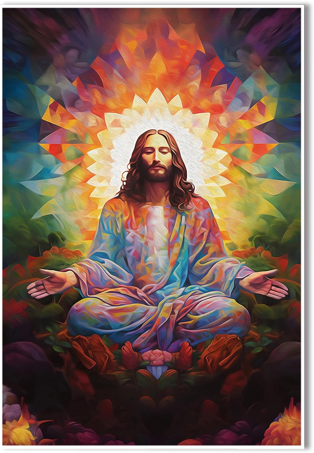 AEFER PsycHedelic Jesus Art - Meditation & Prayer Christian GiftJesus Canvas Print Wall Decor ...