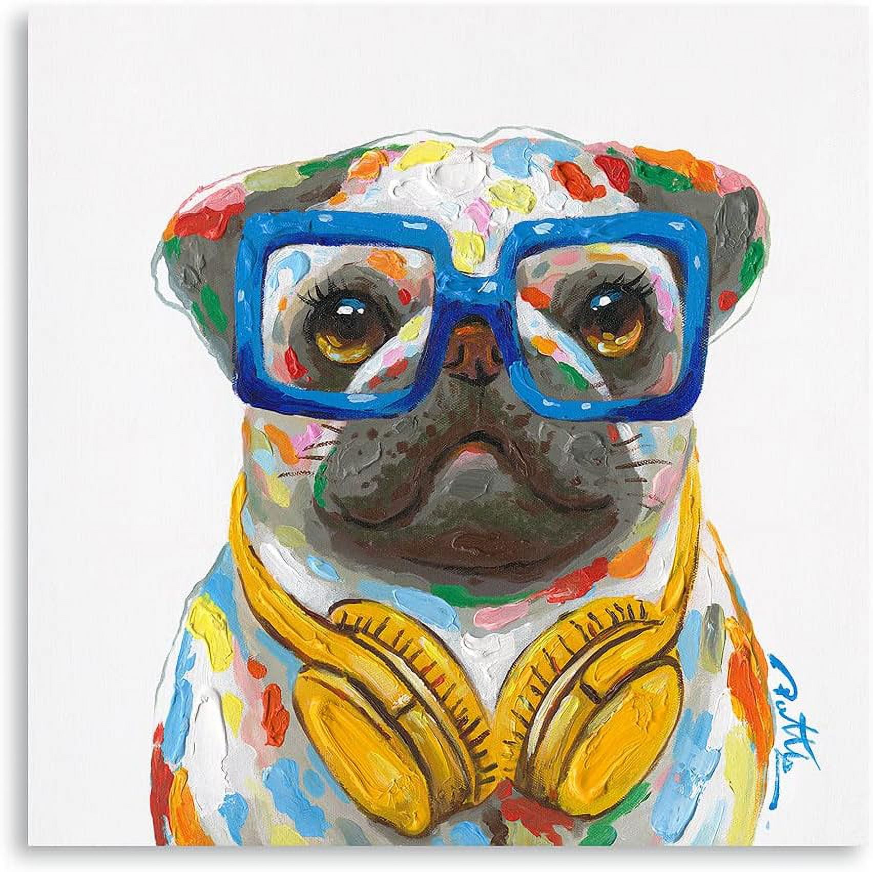 AEFER Pug French Bulldog Wall Art - Funny Dog Canvas Poster for Kids ...