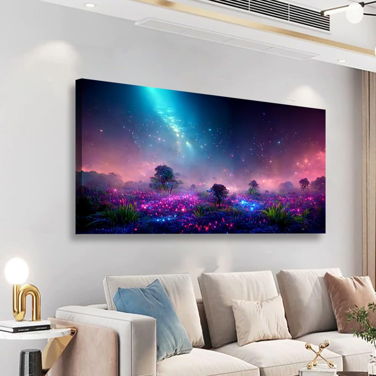 AEFER Purple Magical Wall Art Bedroom Wall Decor Living Room, Canvas ...