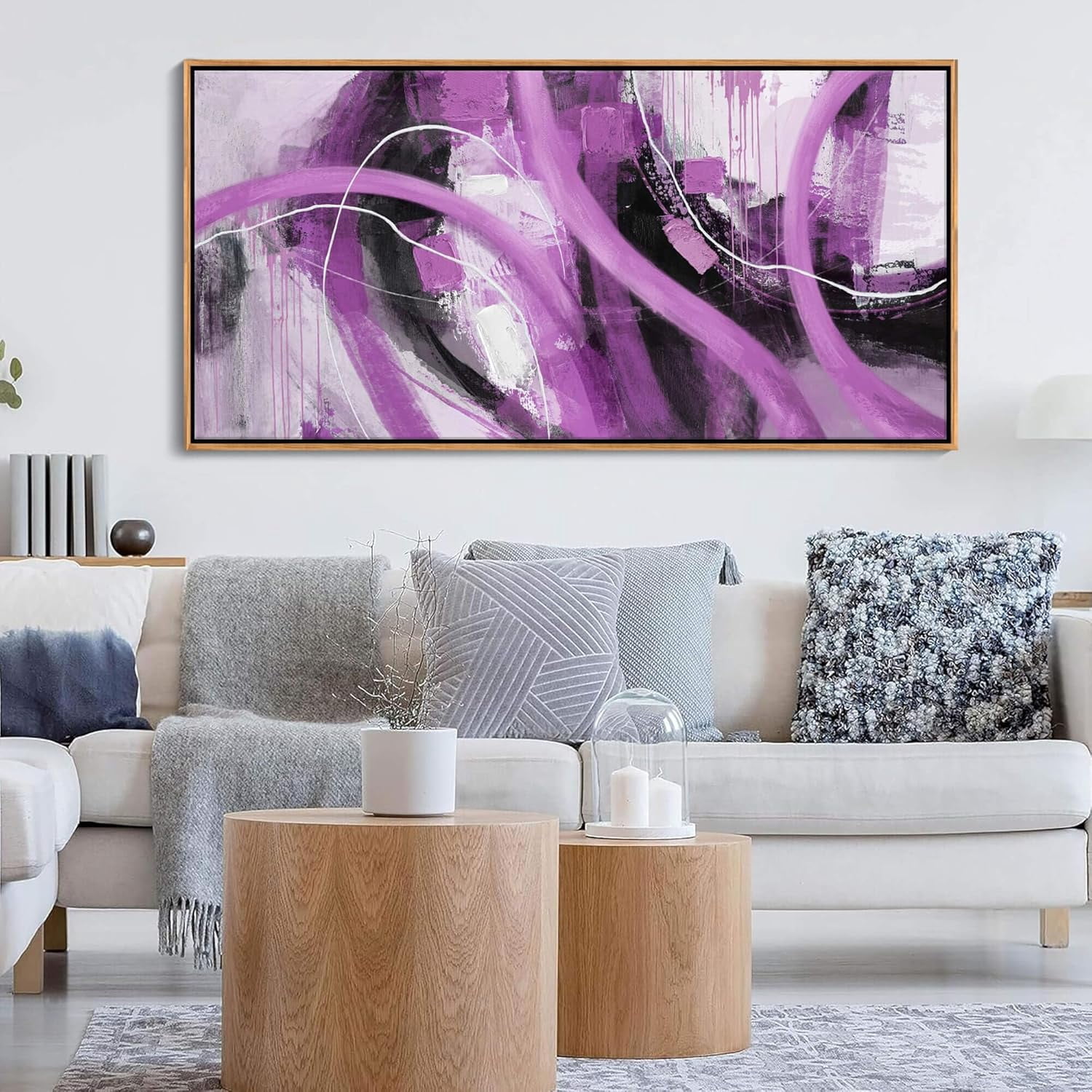 AEFER Purple Wall Art - Large Artwork for Living Room - Purple Abstract ...