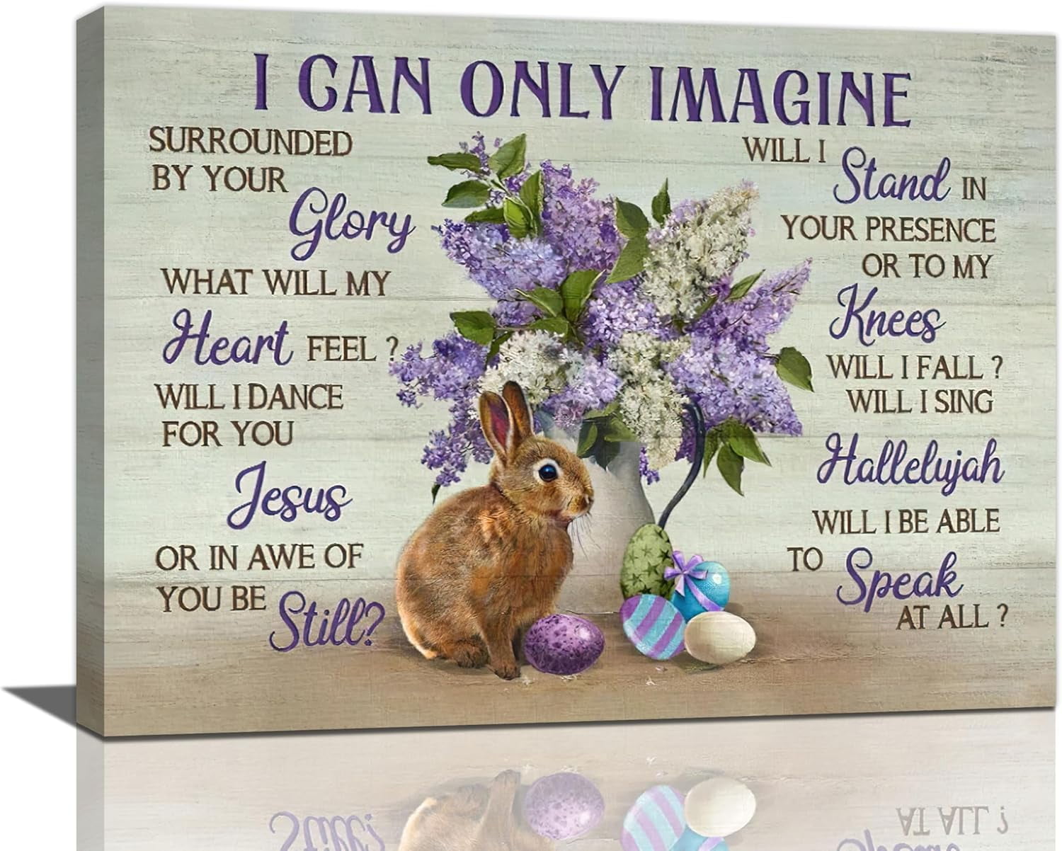 AEFER Purple Wall Art Lavender Rabbit Eggs Pictures Wall Decor I Can ...