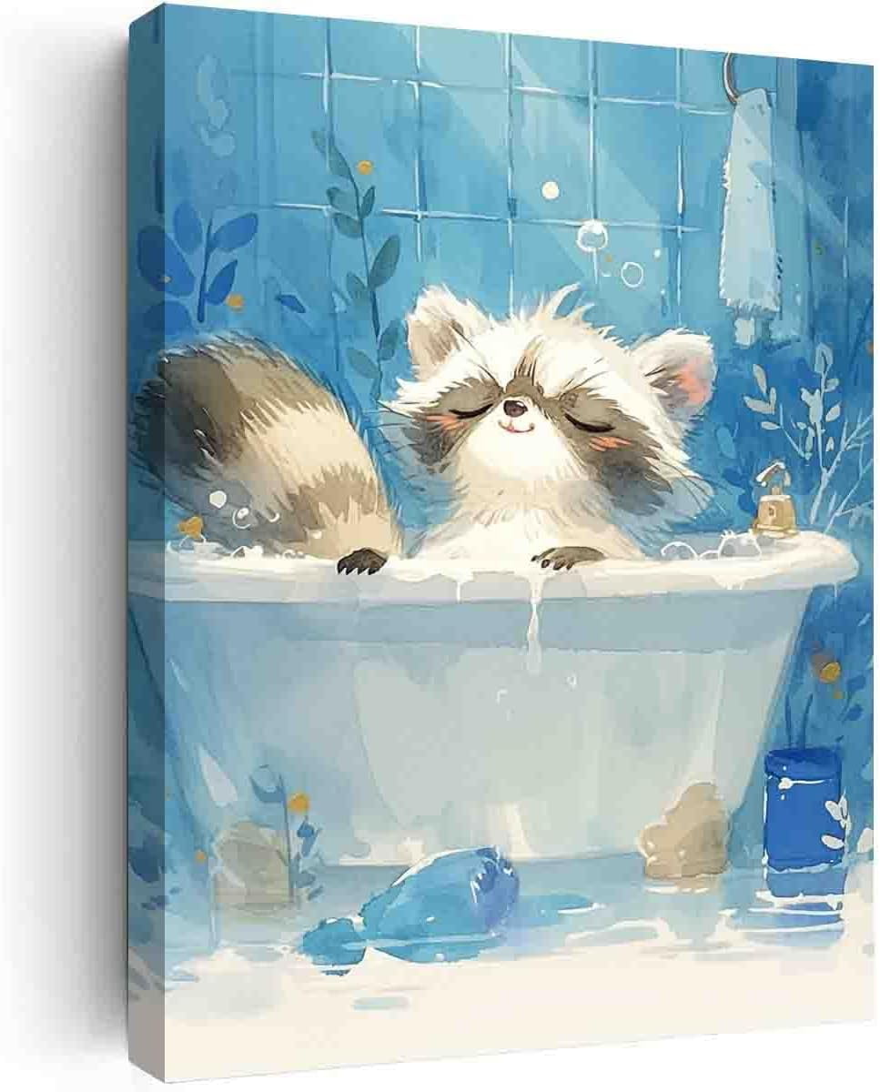 AEFER Raccoon art,Funny Bathroom Humor,Wall Decor,Funny Animal Print ...