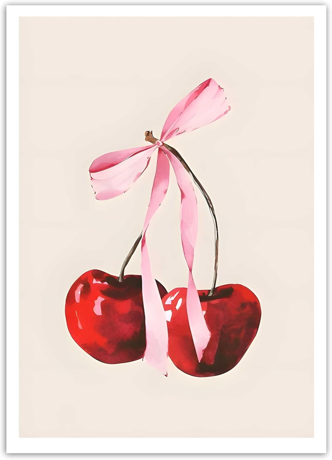 AEFER Red Cherry Wall Art Trendy Preppy Feminine Poster Picture Vintage ...