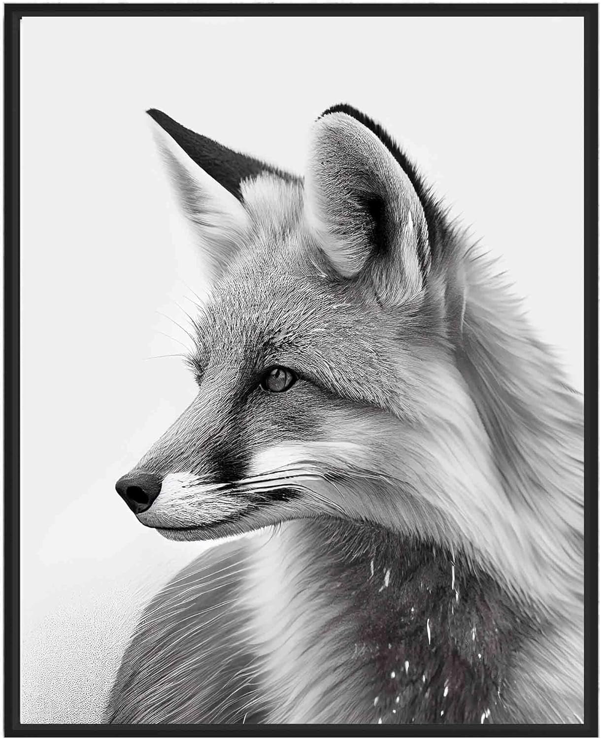 AEFER Red Fox Art Prints Posters, Black and White Photography Wall Art ...
