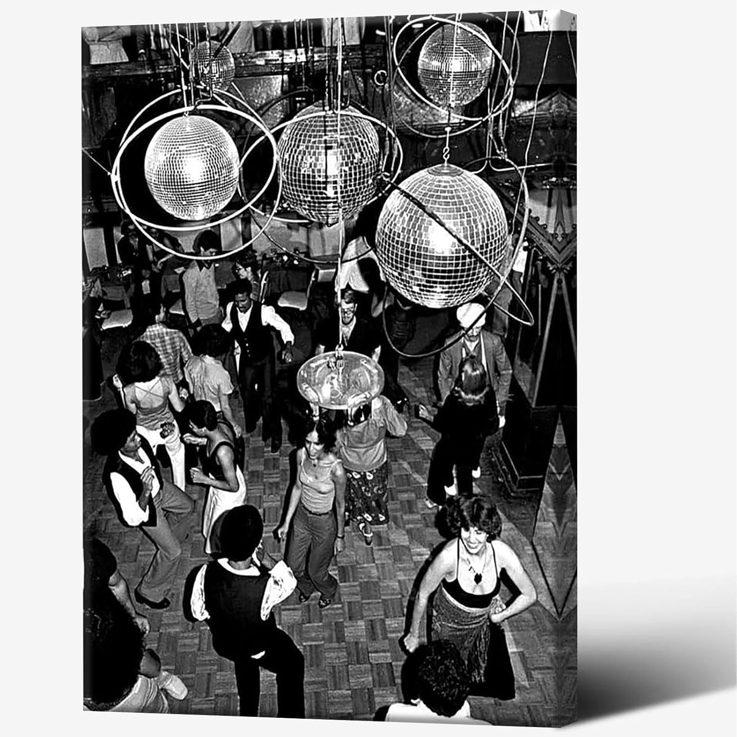 AEFER Retro Disco Party Black And White Poster Mirror Ball 80s Disco ...