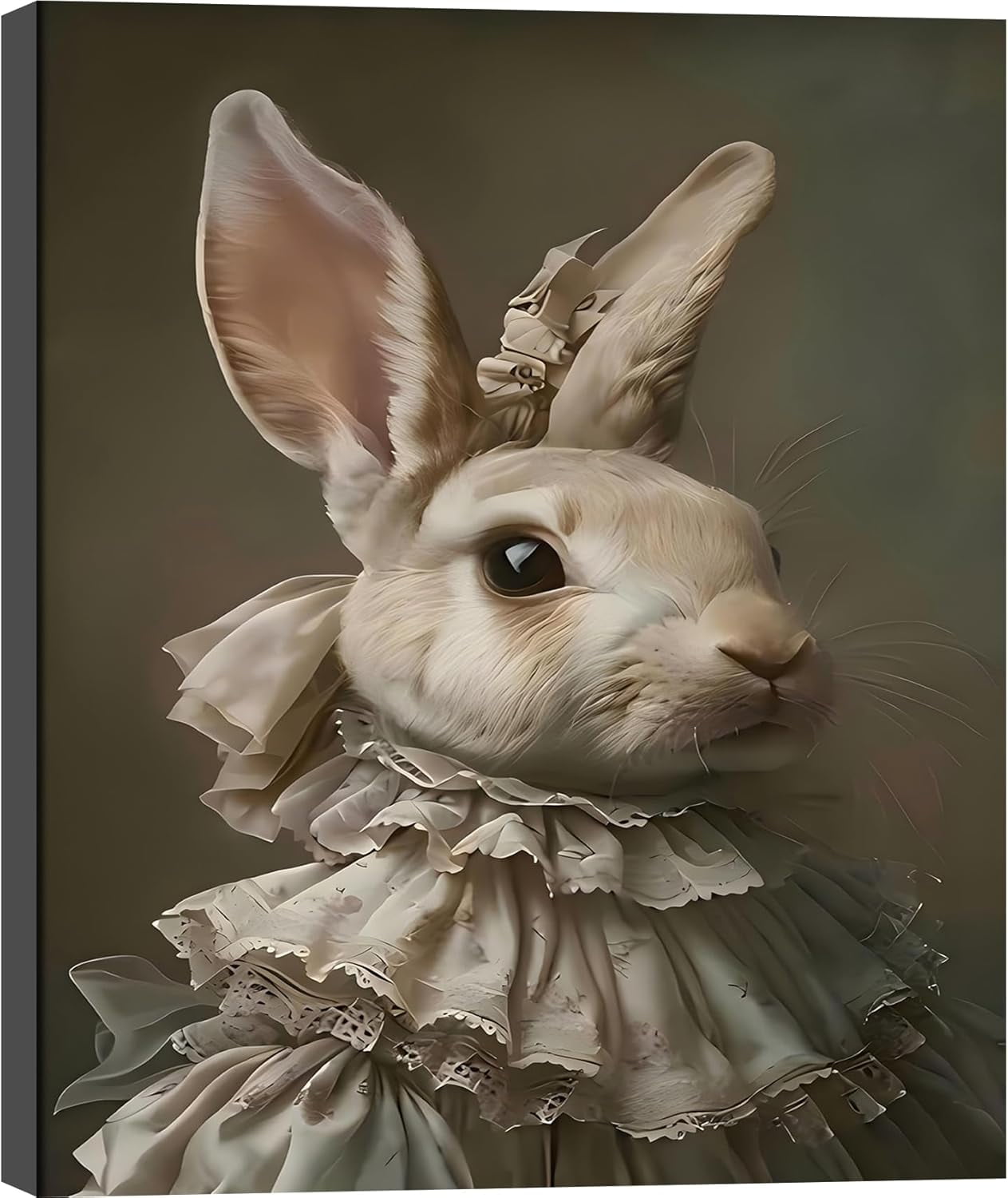 AEFER Retro Easter Bunny Portrait Canvas Print, Mid Century Rabbit Art ...