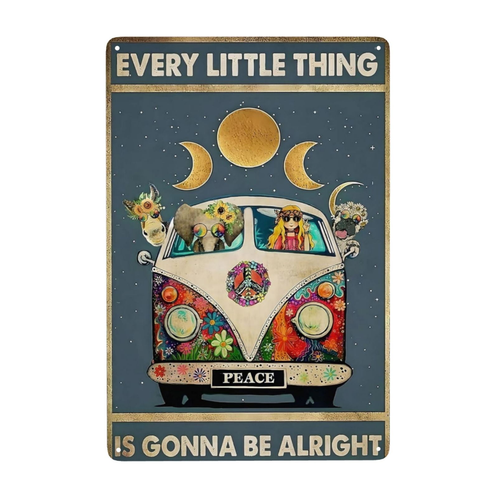 AEFER Retro Hippie Decor Wall Art Poster - "Every Little Thing is Gonna ...