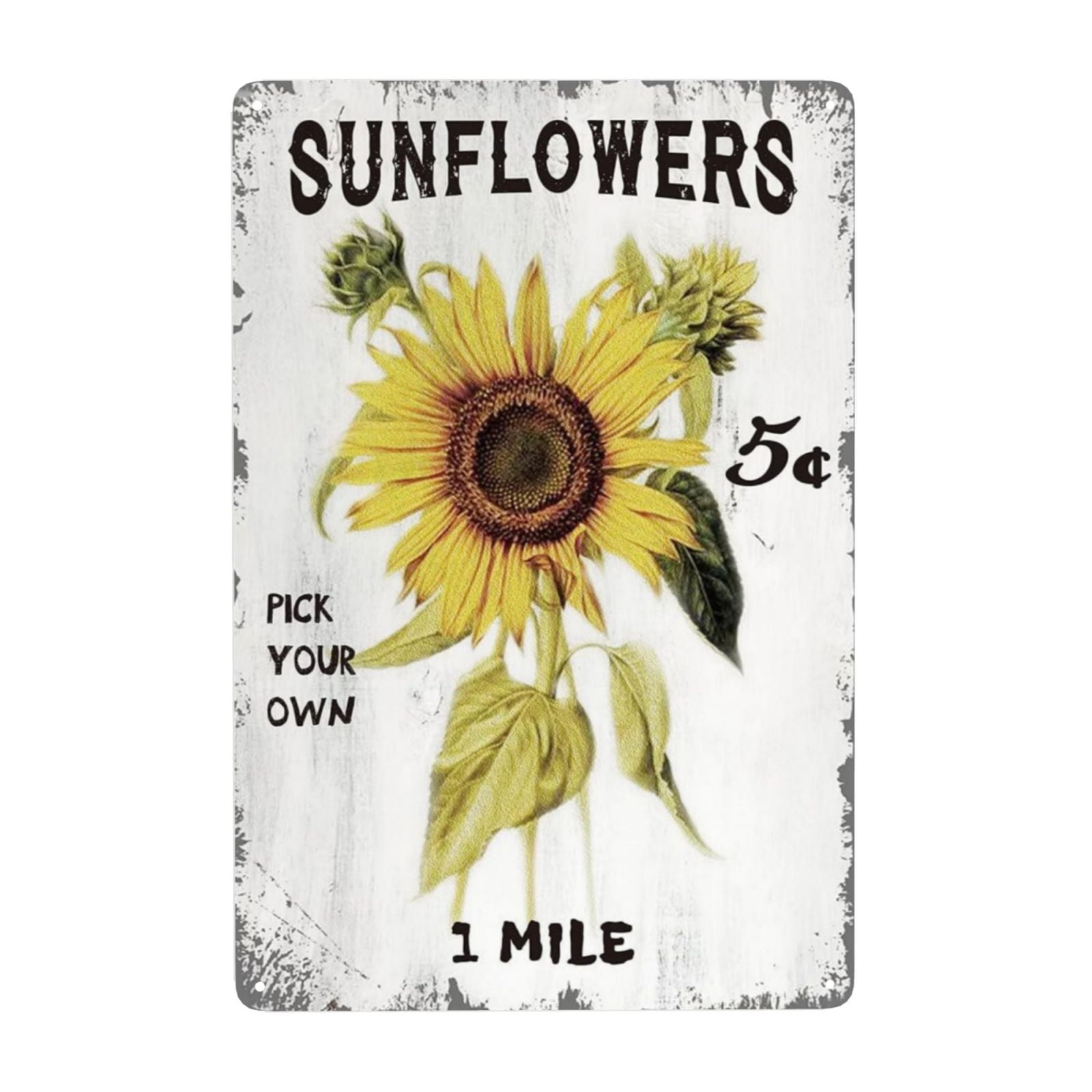 AEFER Retro Sunflower Metal Tin Sign Wall Decor Vintage Sunflower Tin ...