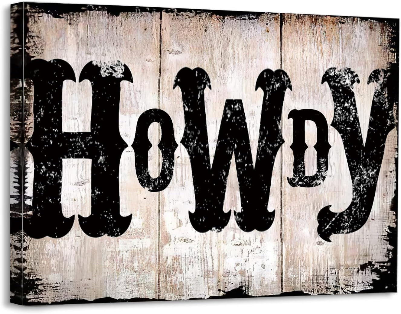 AEFER Retro Western Howdy Typography Unframed Canvas Wall Art Decor 14× ...