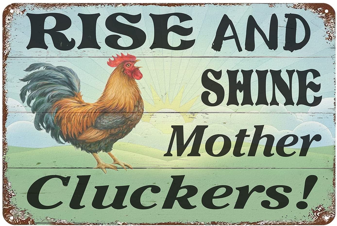AEFER Rise And Shine Mother Cluckers Metal Tin Sign Vintage Home Decor ...