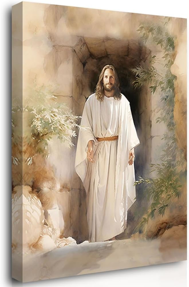 AEFER He is Risen Christ Watercolor Painting Resurrection Leaving Empty ...