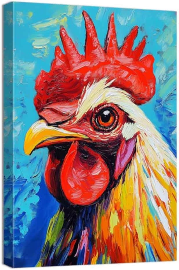 AEFER Rooster Canvas Wall Art Funny Chicken Portrait Picture Prints ...