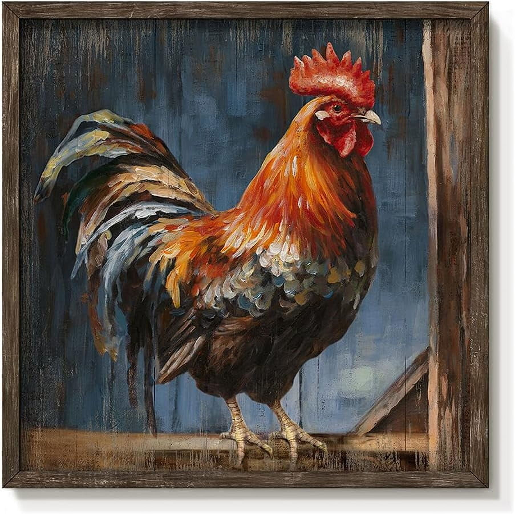 AEFER Rooster Wooden Wall Art Decor: Farm Animal Picture Country Cock ...