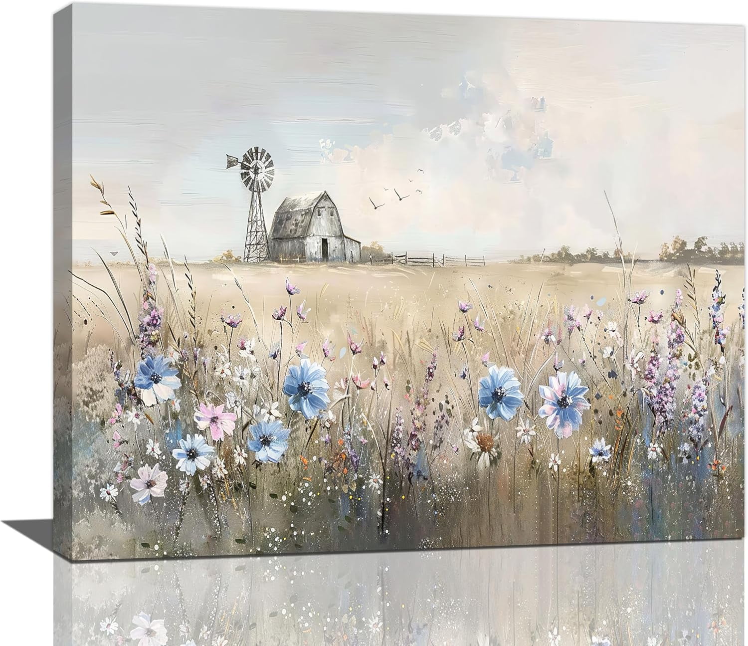 AEFER Rustic Barn Wall Art Farmhouse Pictures Wall Decor Country Flower ...