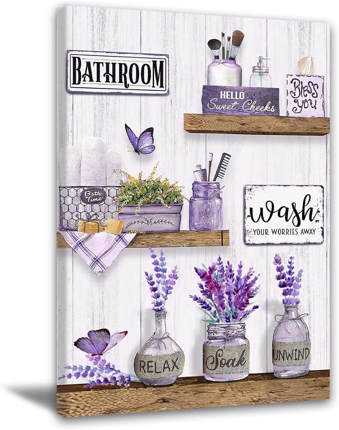 AEFER Rustic Bathroom Wall Art Bathroom Pictures Wall Decor Bathroom ...