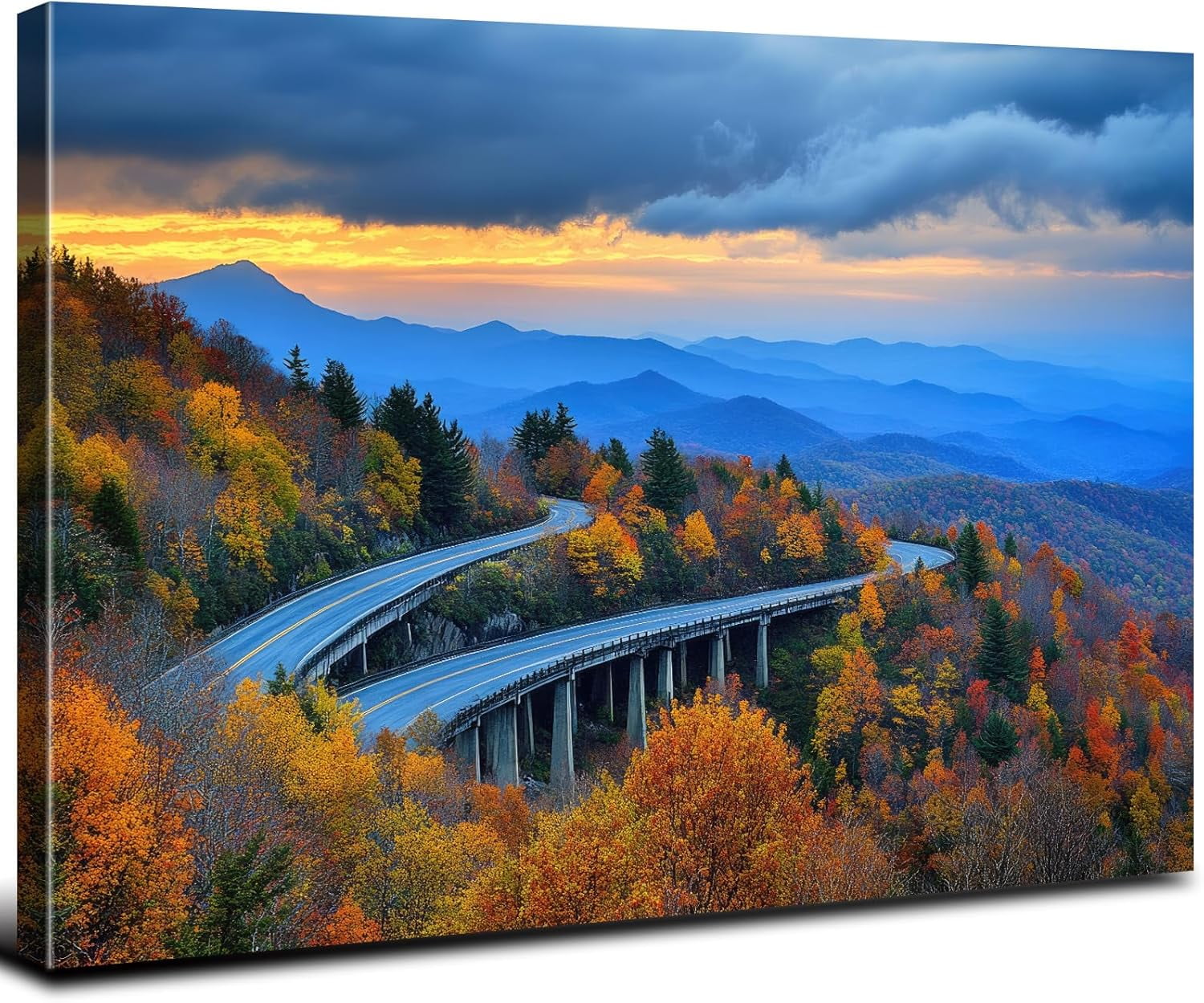 AEFER Rustic Blue Ridge Parkway Canvas Wall Art for Living Room Nature ...