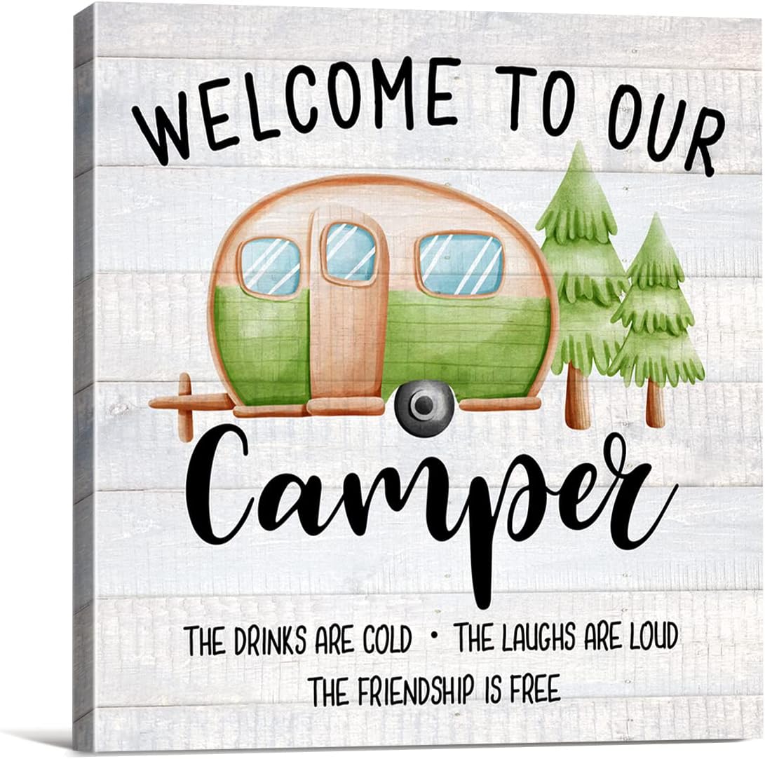 AEFER Rustic Camping Farmhouse Canvas Print Wall Art Decor Country ...