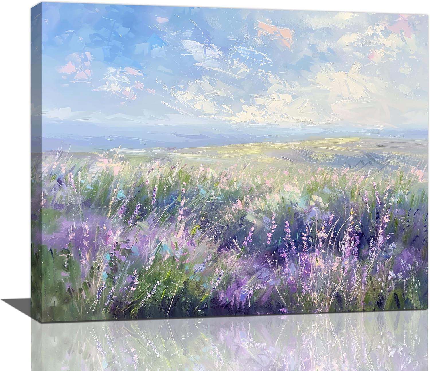AEFER Rustic Country Field Landscape Wall Art Countryside Wildflower ...