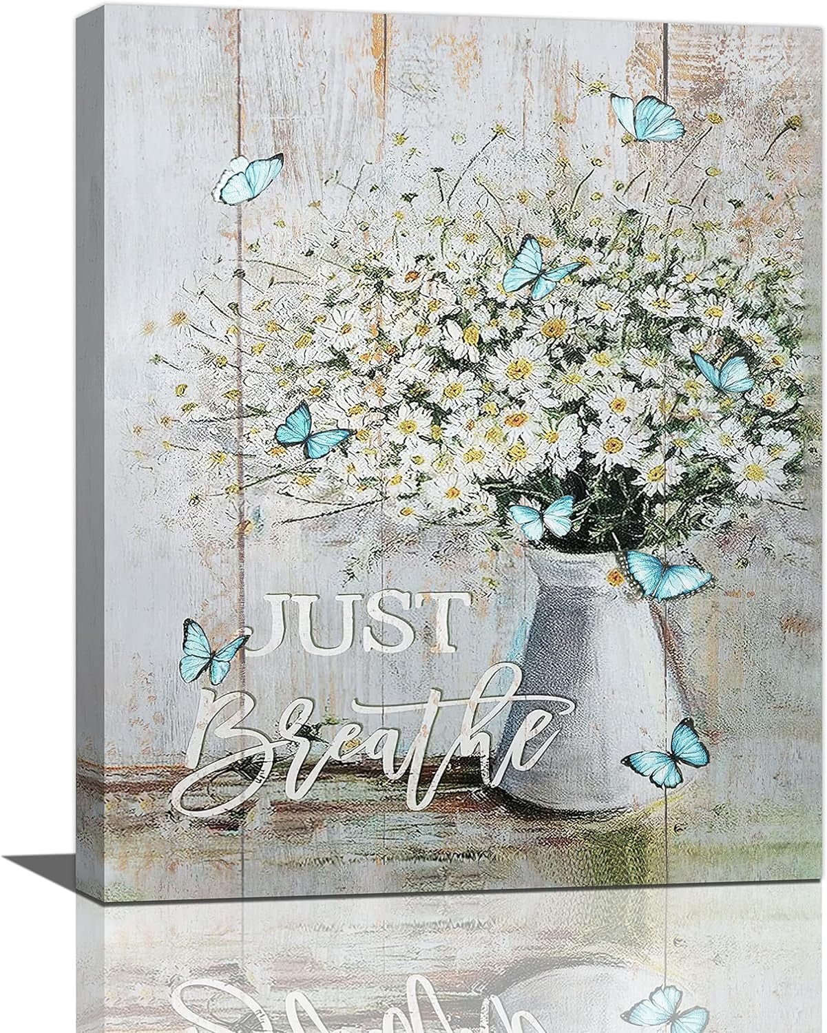 AEFER Rustic Daisy Decor Wall Art Farmhouse Daisy Butterfly Pictures ...
