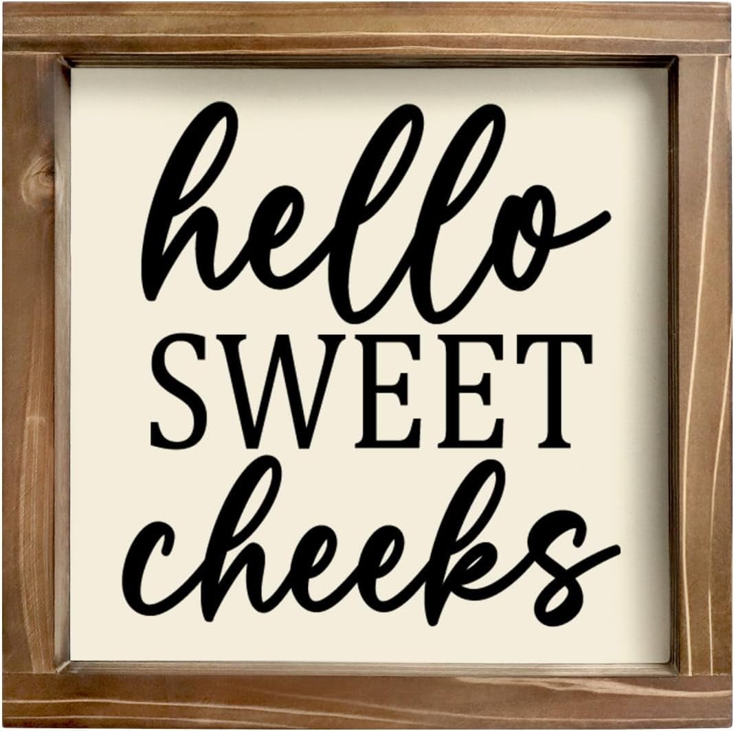 AEFER Rustic Farmhouse Bathroom Decor - Cute 'Hello Sweet Cheeks ...
