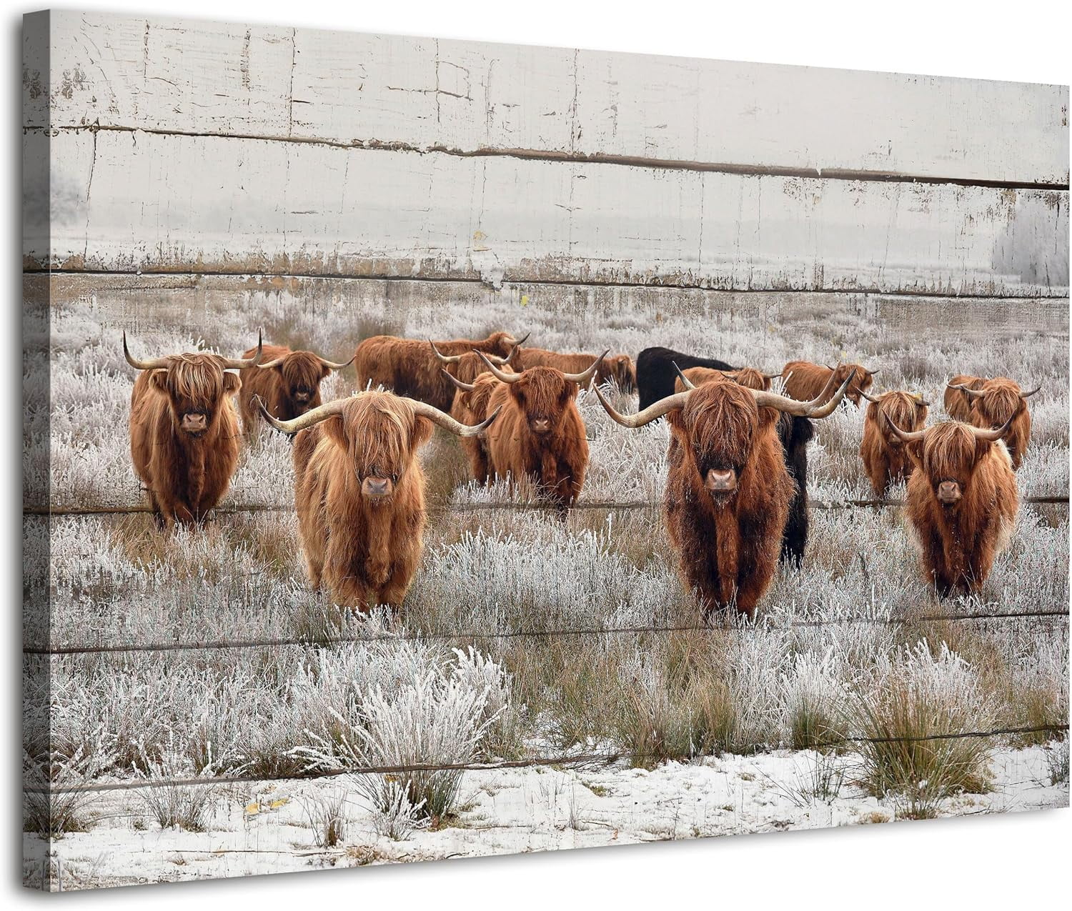AEFER Rustic Farmhouse Cow Pictures Wall Decor for Living Room Western ...