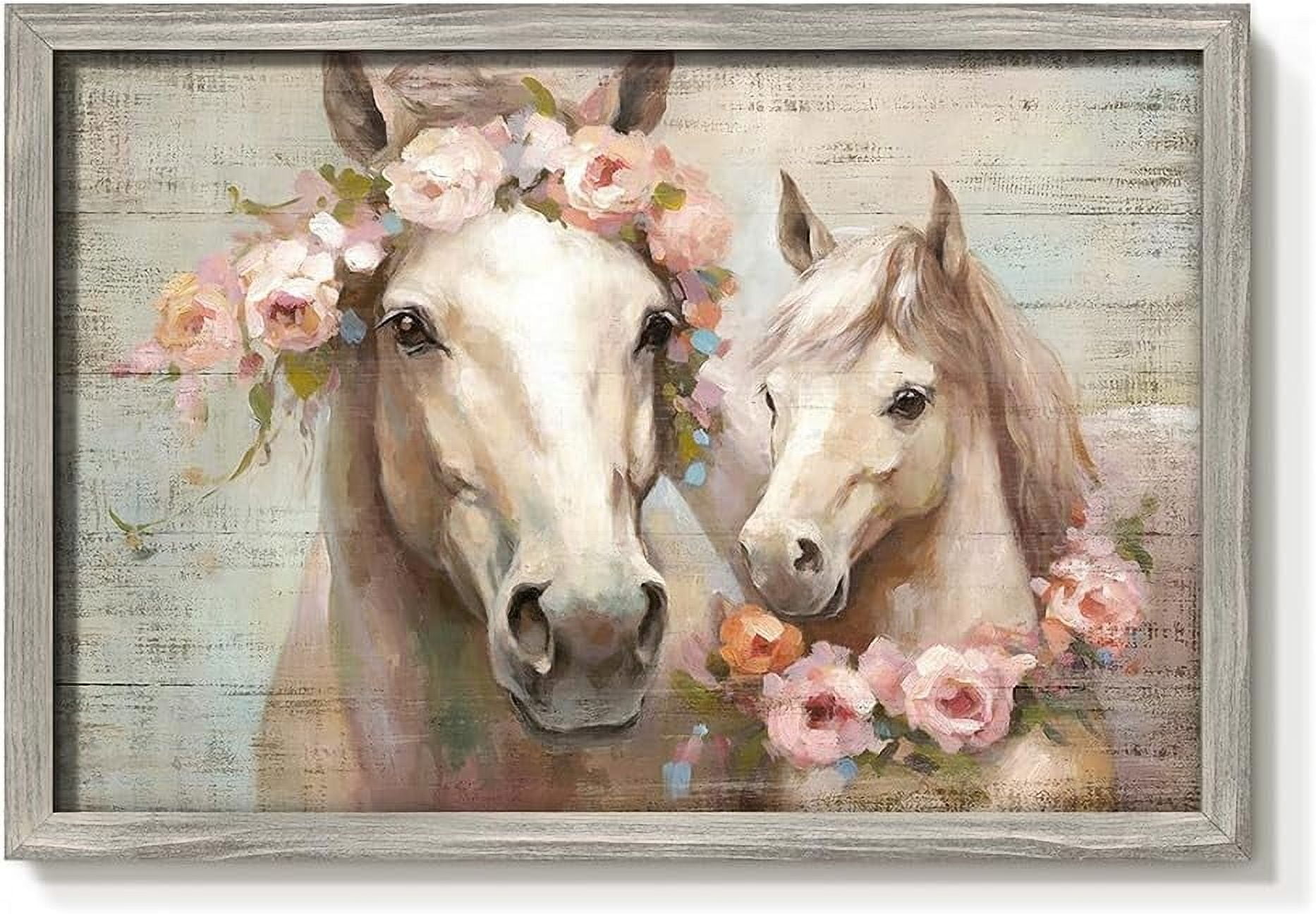 AEFER Rustic Horses Wall Art Decor: Western Farm Equine Wooden Picture ...