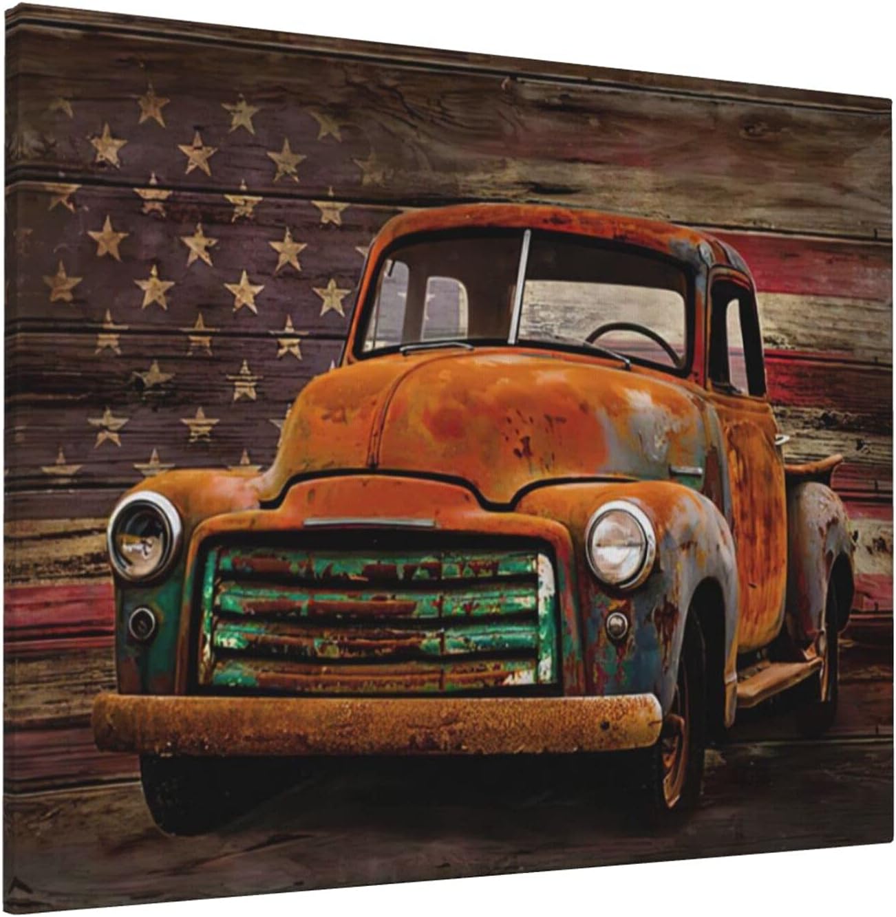AEFER Rustic Old Truck Canvas Wall Art Classic Pickup Truck Print ...