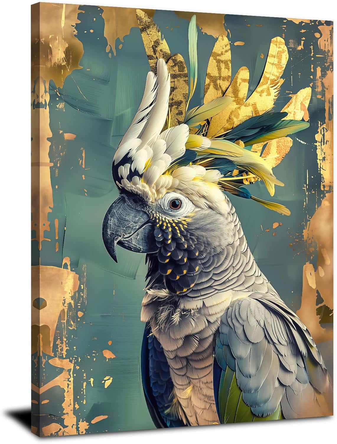 AEFER Rustic Parrot Wall Art for Kids Bedroom Bird Wall Decor Tropical Animal Pictures with Gold ...