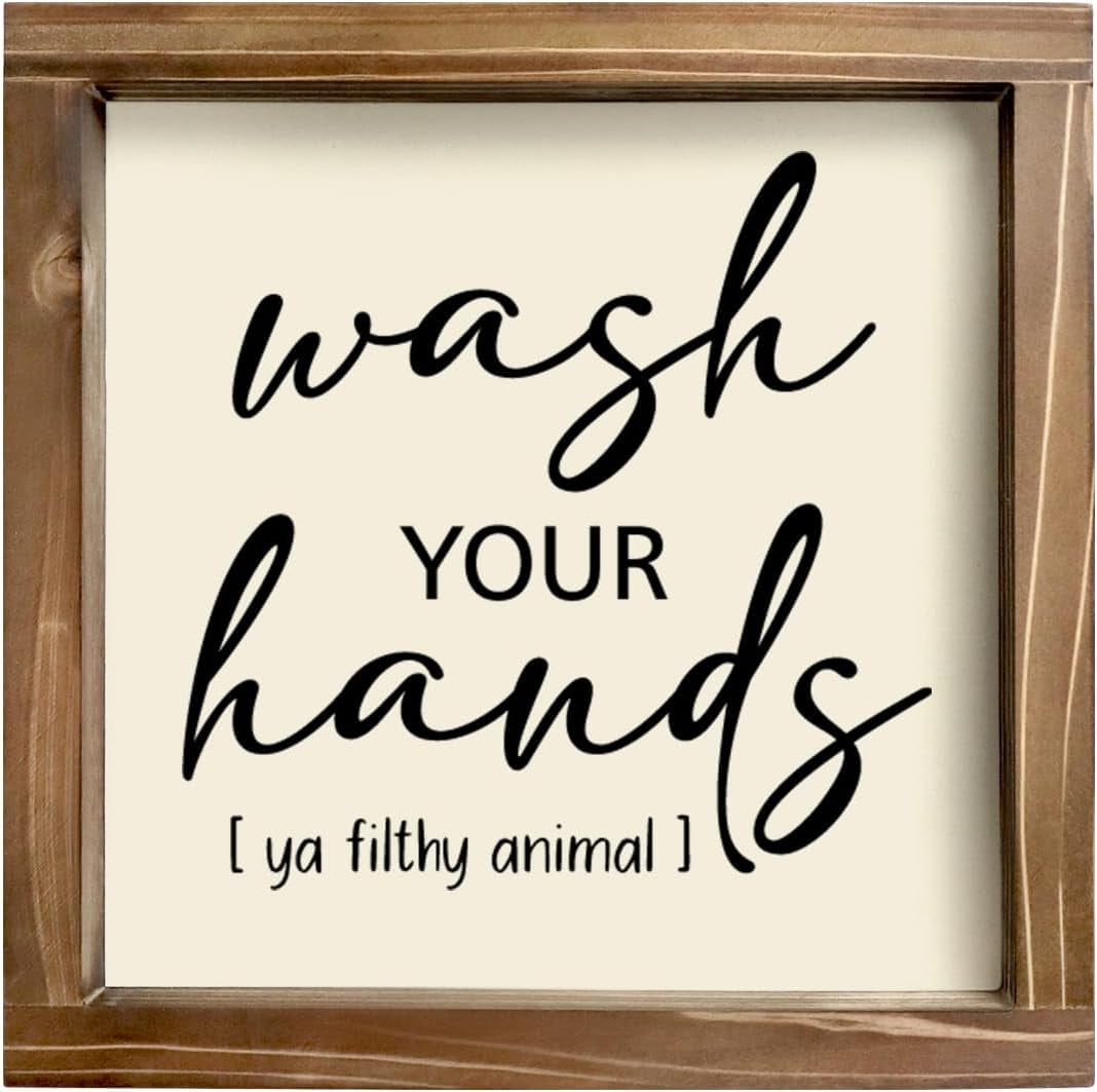 AEFER Rustic Wood 'Wash Your Hands You Filthy Animal' Funny Bathroom ...
