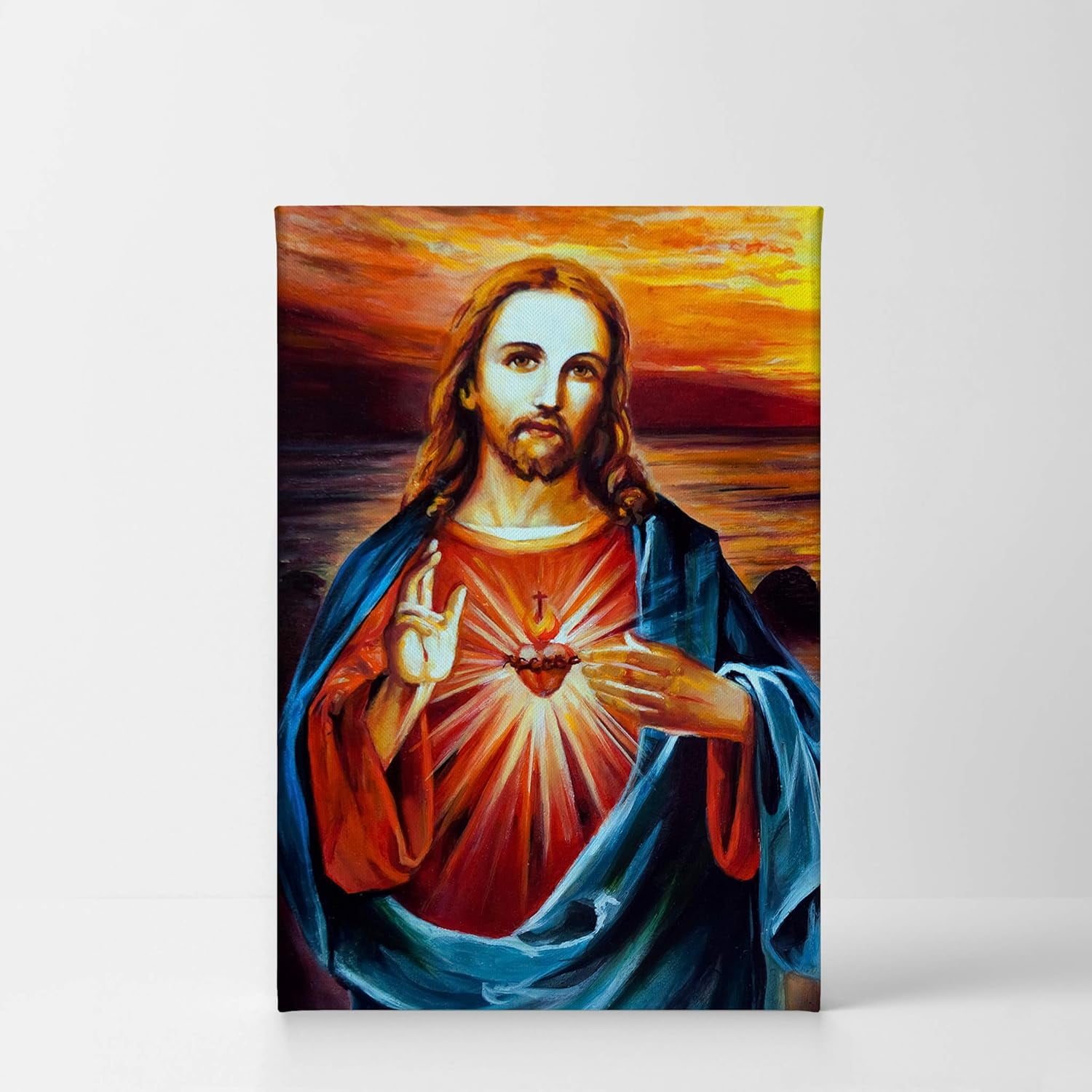 AEFER Sacred Heart of Jesus Christ Oil Painting Canvas Print Wall Decor ...