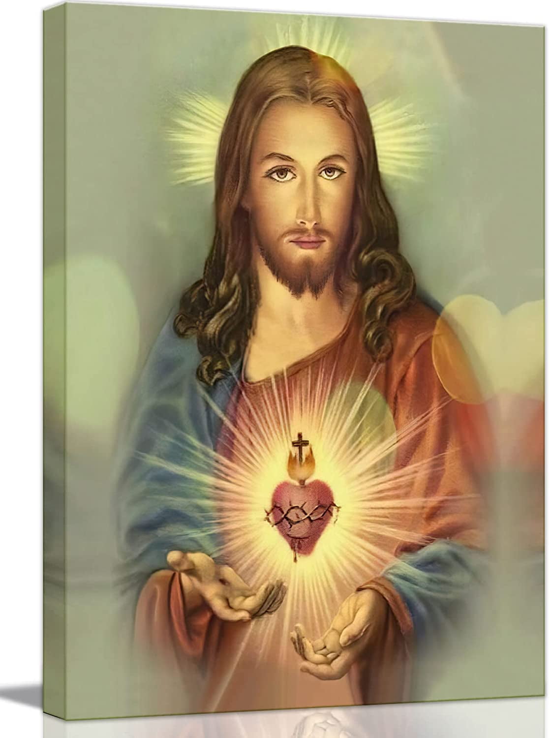 AEFER Sacred Heart of Jesus Wall Canvas art Decor Divine Mercy Catholic ...