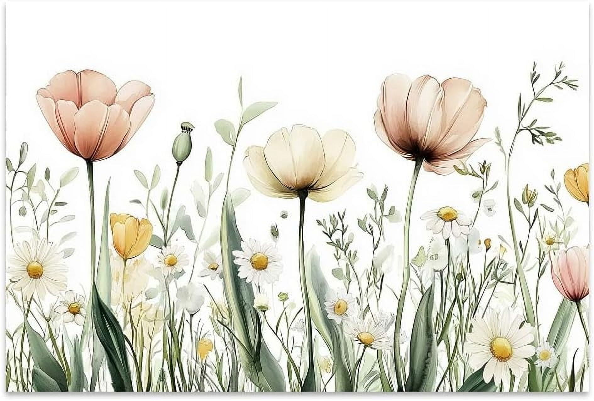 AEFER Sage Green Wildflowers Wall Art, Canvas Prints Floral Wall Art ...