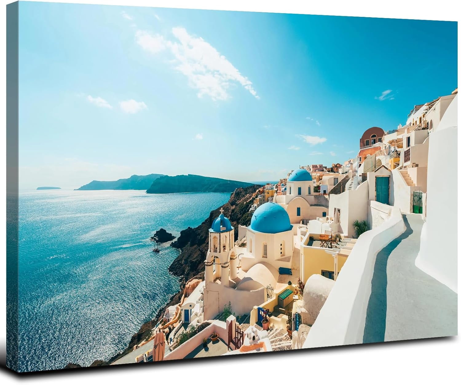 AEFER Santorini Coastal Wall Art Greece City Poster Oia Town Landscape ...