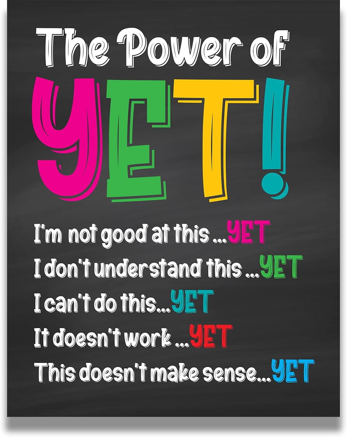 AEFER School Psychologist, Counseling Office Decor The Power of Yet ...