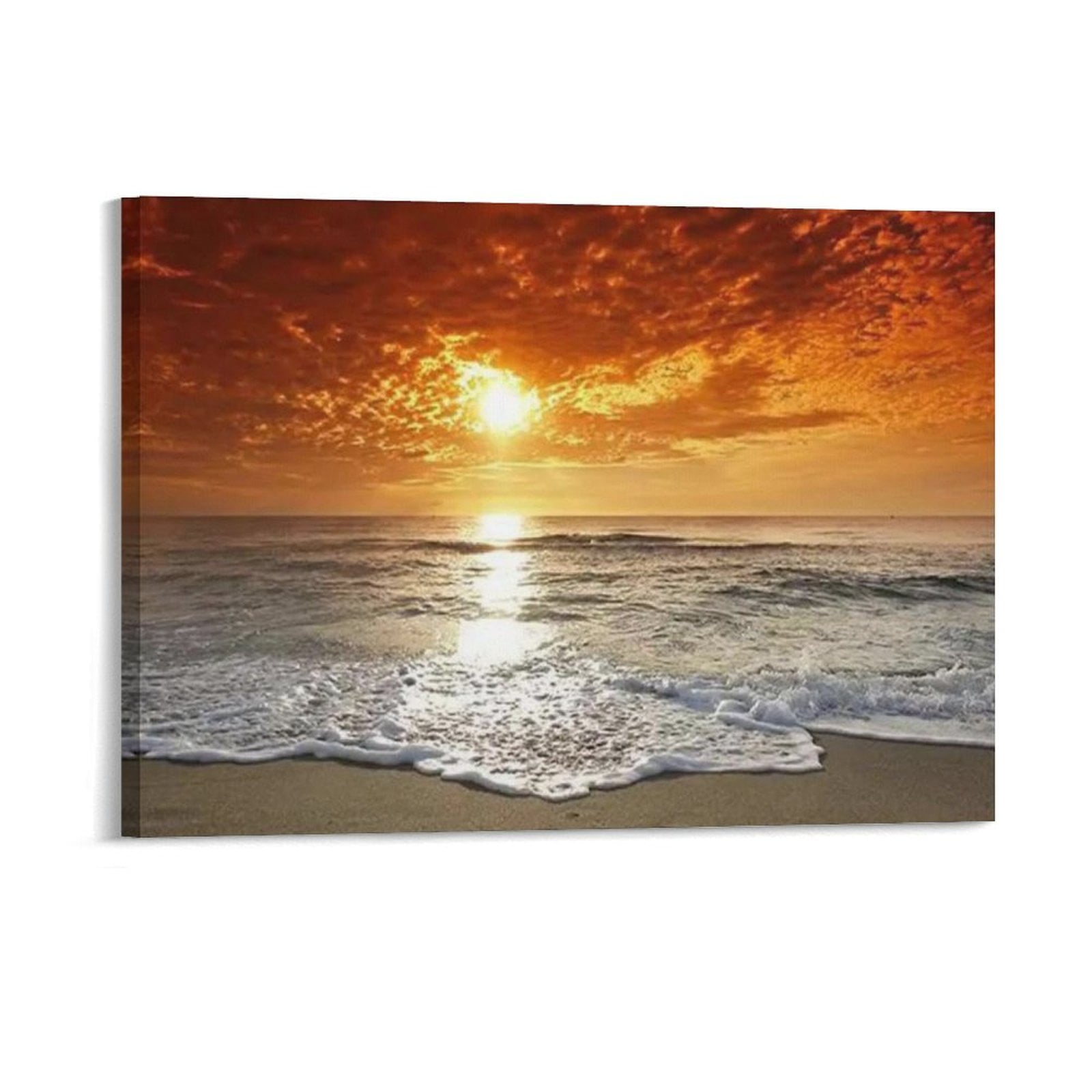 AEFER The Sea Canvas Prints Wall Art Sunset Ocean Beach Pictures Photo ...