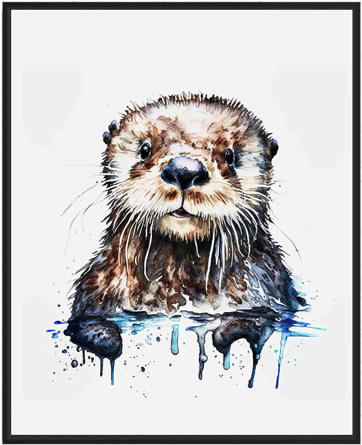 AEFER Sea Otter Art Print Poster, Abstract Watercolor Animal Wall Art ...