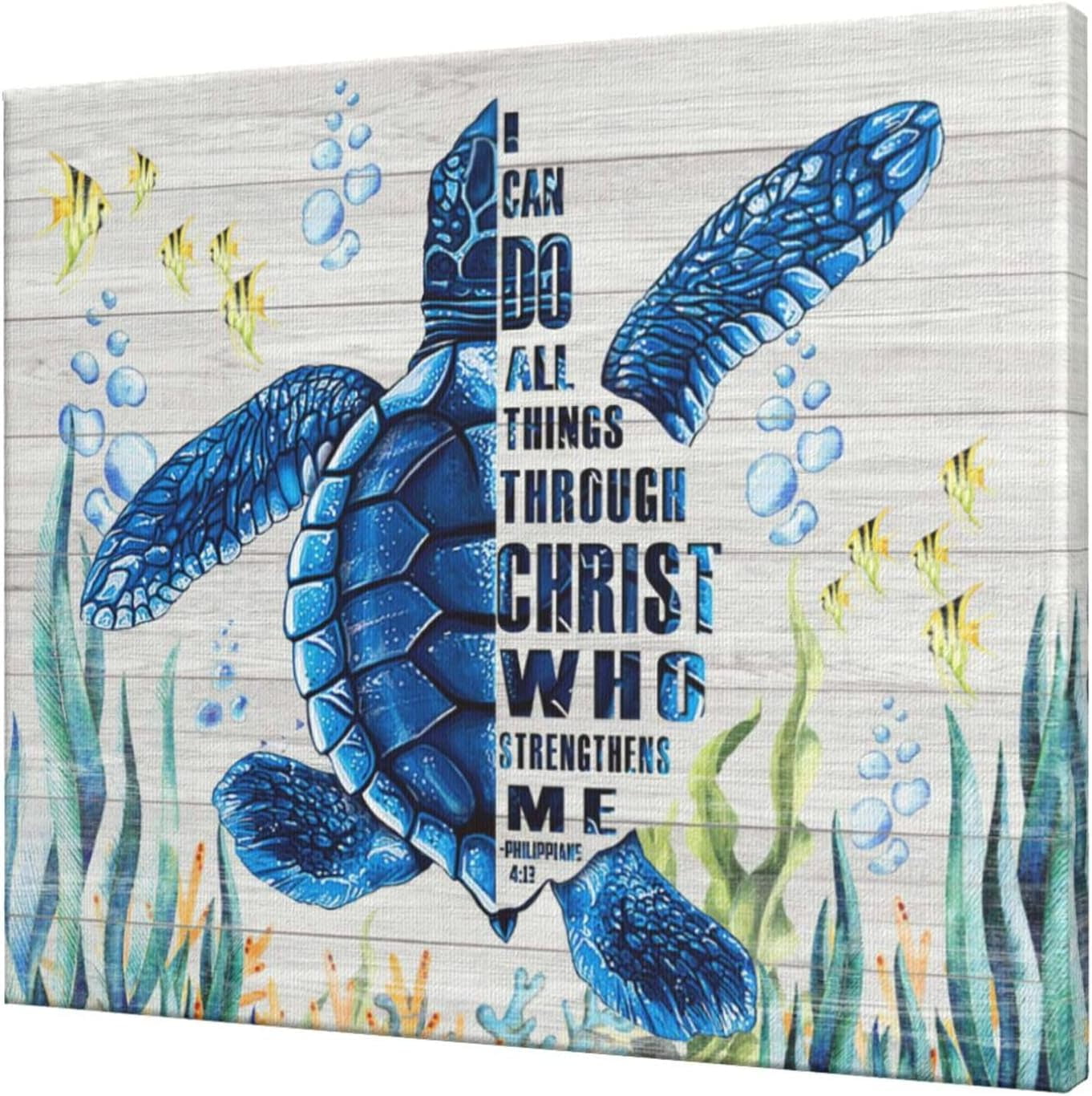 AEFER Sea Turtle Bathroom Decor Wall Art Bible Verses Scripture ...
