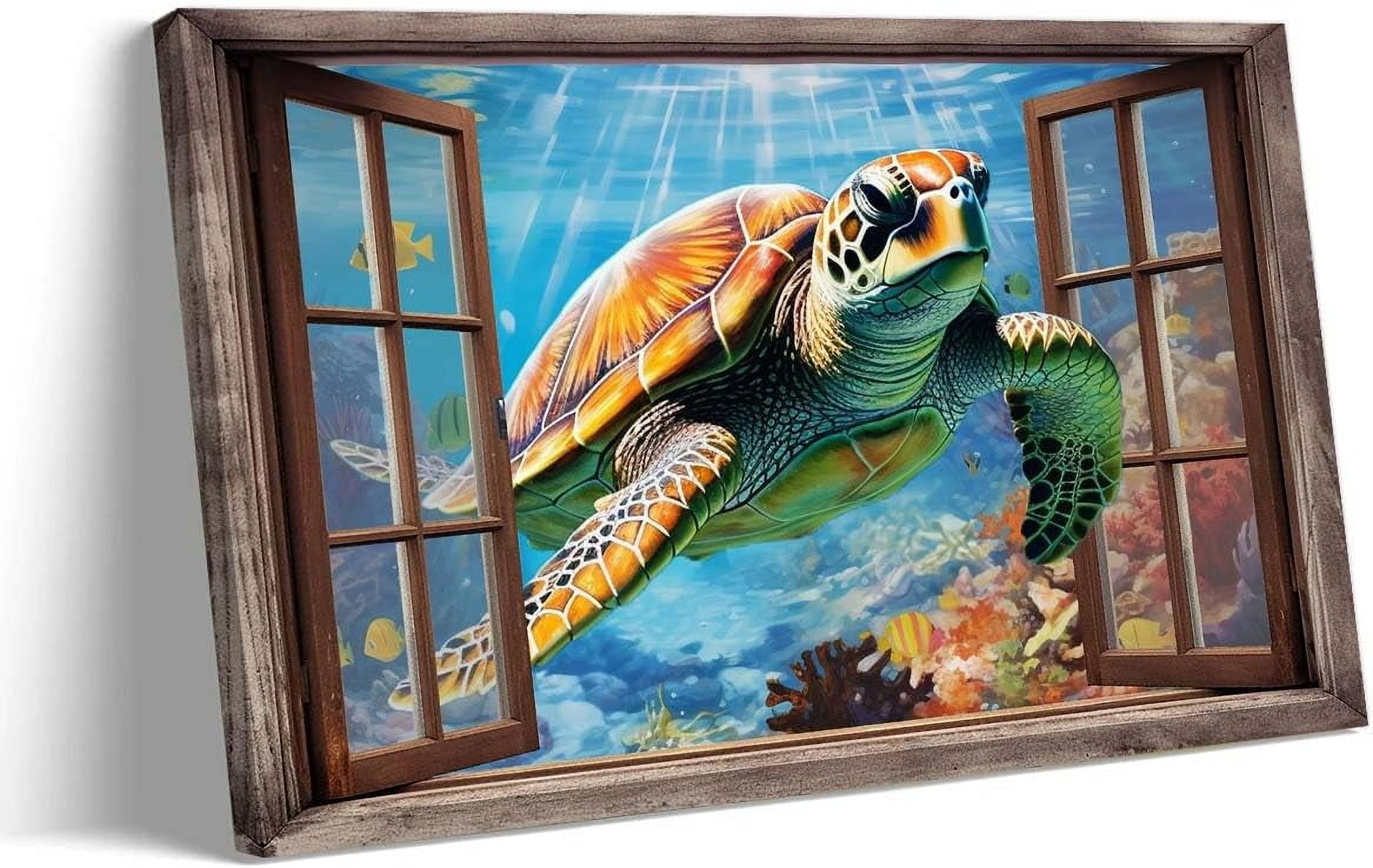 AEFER Sea Turtle Wall Art Bathroom Pictures Wall Decor Prints Canvas ...