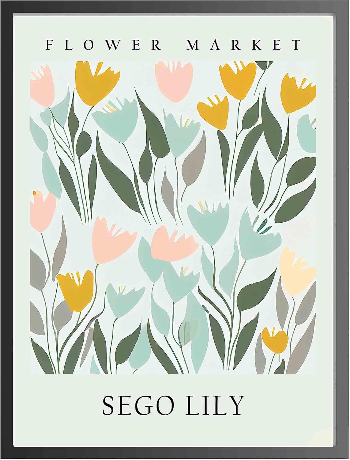 AEFER Sego Lily Art Print, Flower Market Poster Wall art Decor ...